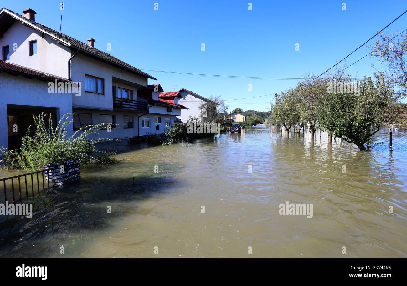 River Kupa overflows due to heavy rainfall causing flooded several ...