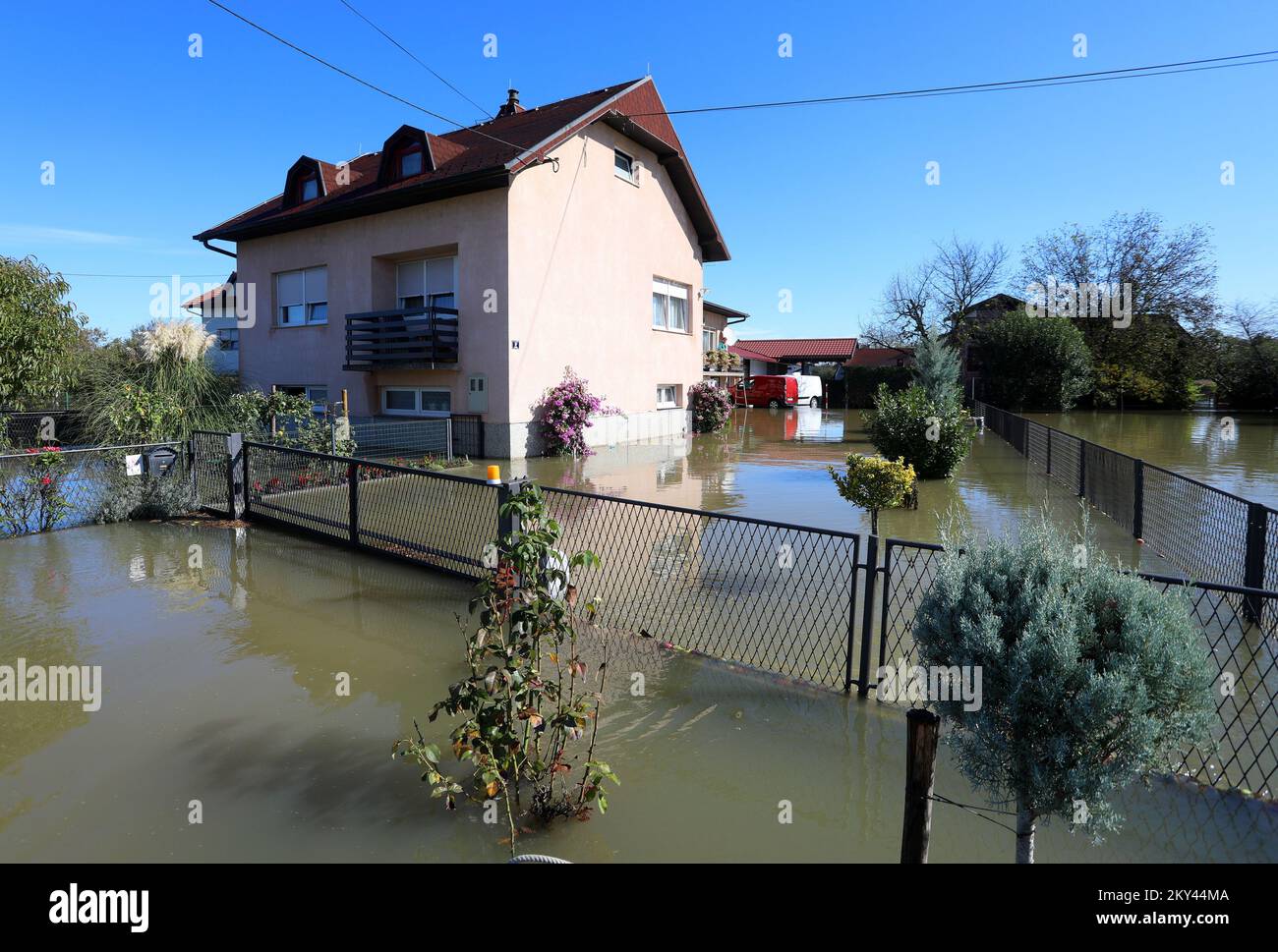 River Kupa overflows due to heavy rainfall causing flooded several ...