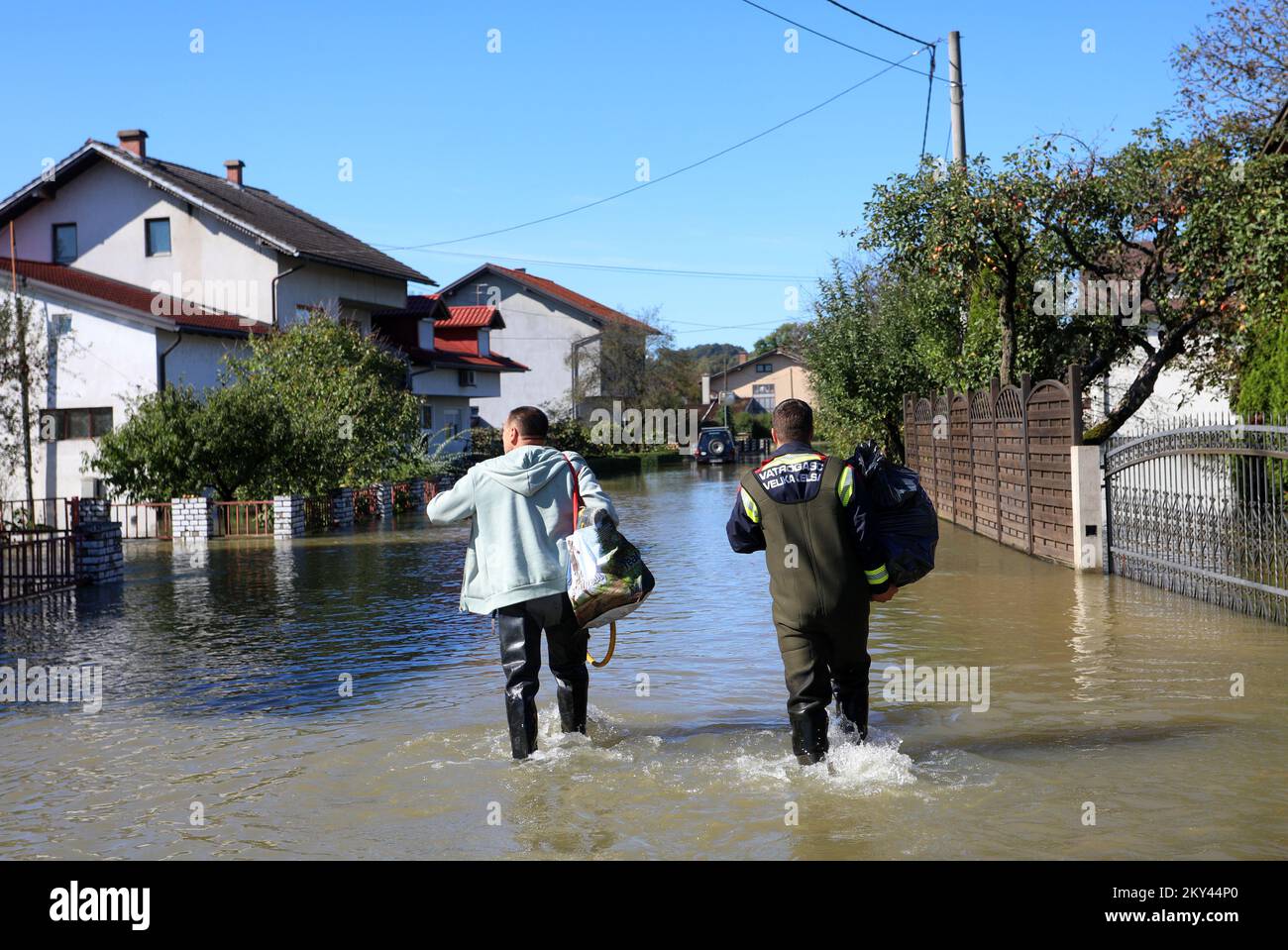 River Kupa overflows due to heavy rainfall causing flooded several ...