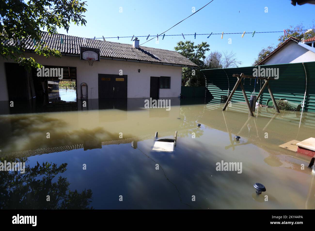 River Kupa overflows due to heavy rainfall causing flooded several ...