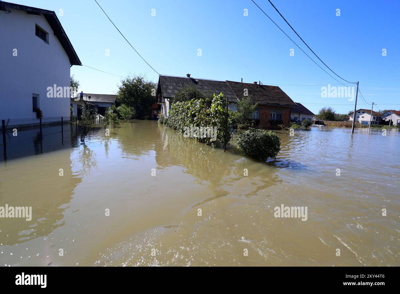River Kupa overflows due to heavy rainfall causing flooded several ...