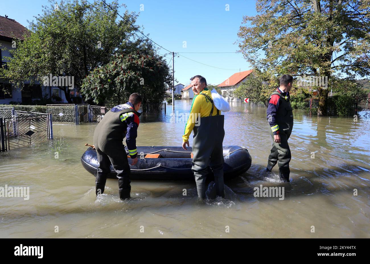 River Kupa overflows due to heavy rainfall causing flooded several ...