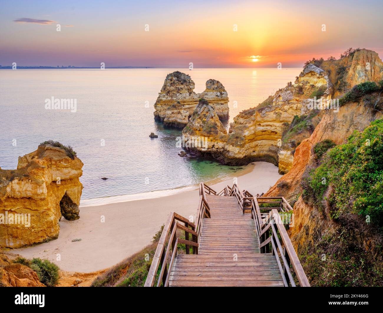 Boardwalk and Stairs to Camilo Beach at Sunrise Camilo Beach,Praia do ...