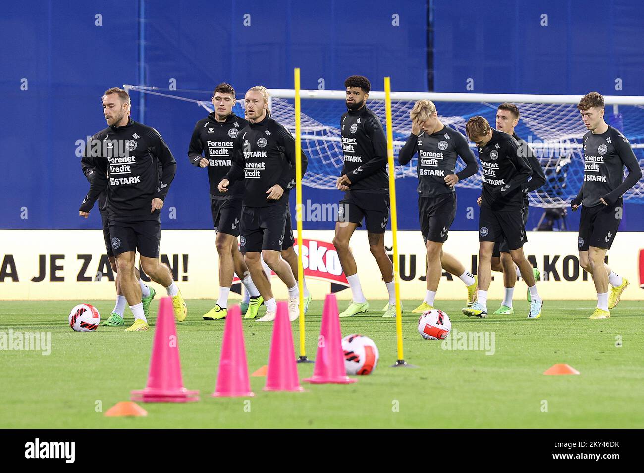 Danish national football team training at the Maksimir Stadium in ...
