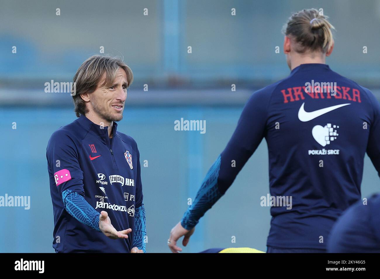 Croatian national team player Luka Modric at the training of the ...