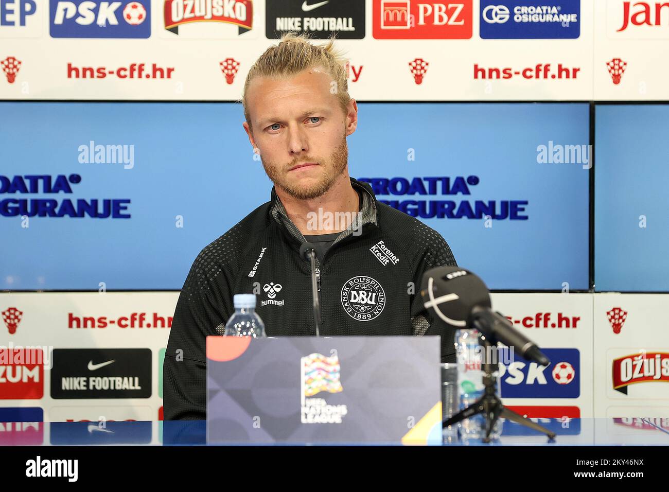 Football player Simon Kjaer during media conference of the Denmark ...