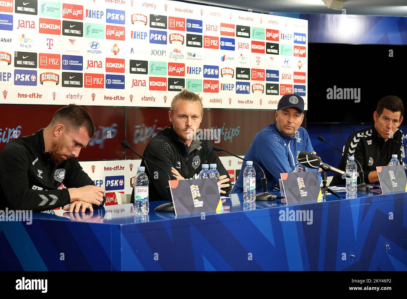 Danish football manager Kasper Hjulmand and football players Pierre ...