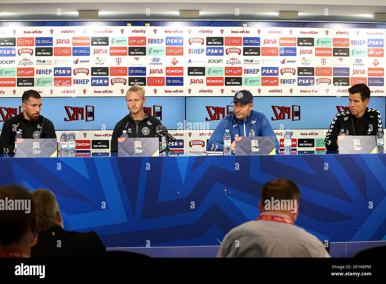 Danish football manager Kasper Hjulmand and football players Pierre ...