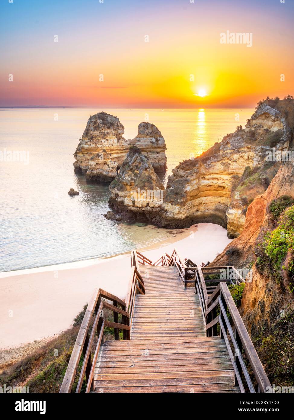 Boardwalk and Stairs to Camilo Beach at Sunrise Camilo Beach,Praia do ...