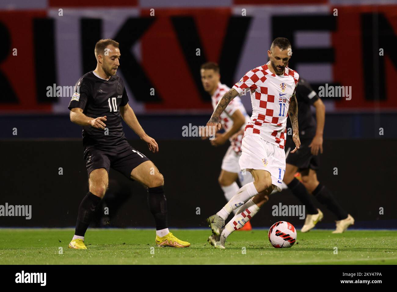 ZAGREB, CROATIA - SEPTEMBER 22: Marcelo Brozovic of Croatia competes ...