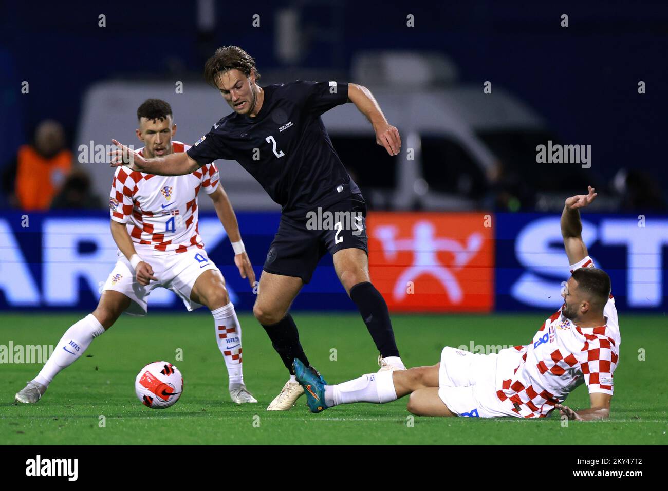 ZAGREB, CROATIA - SEPTEMBER 22: Joachim Andersen of Denmark in action ...