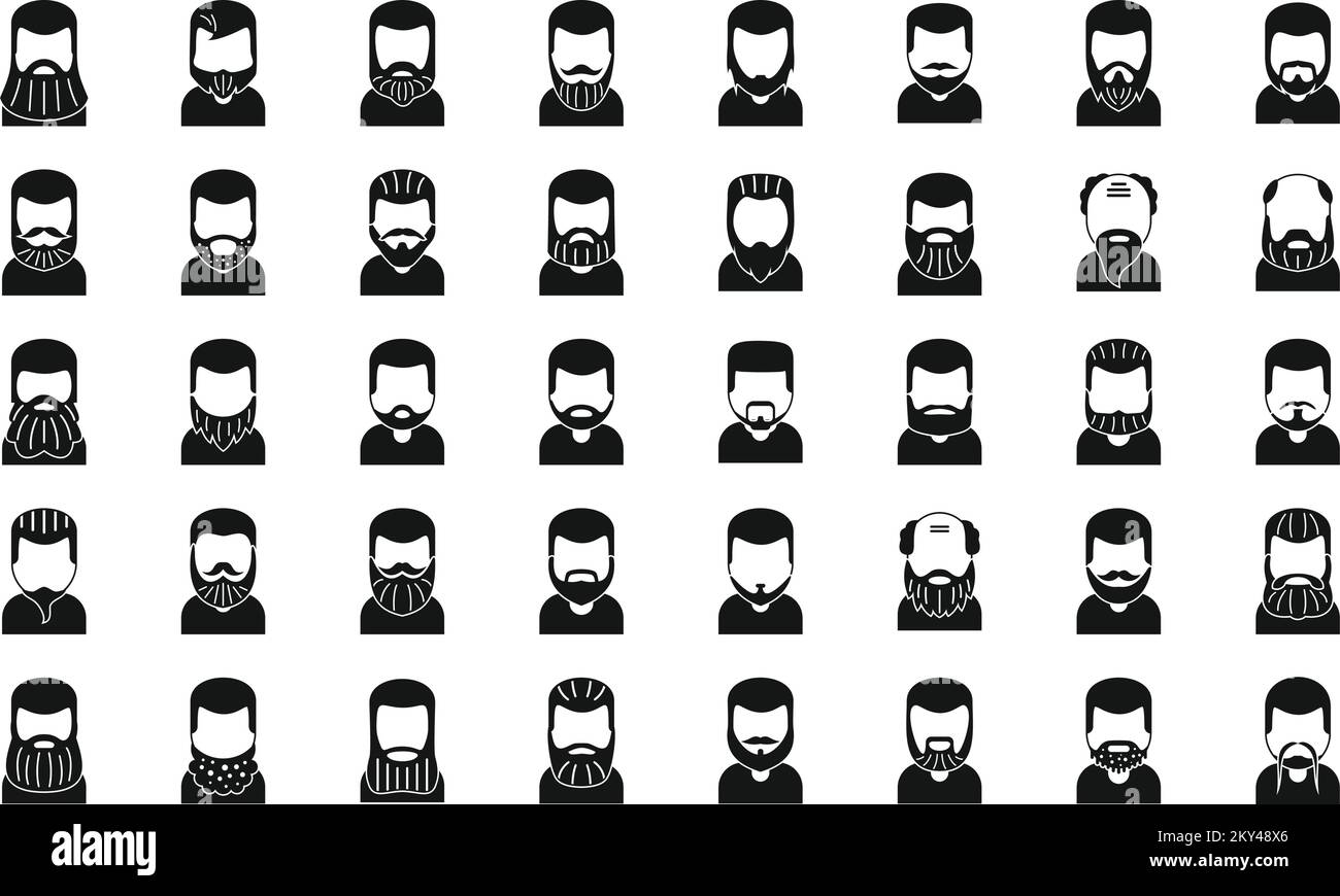 Beard icons set simple vector. Old man. Face hair Stock Vector Image ...