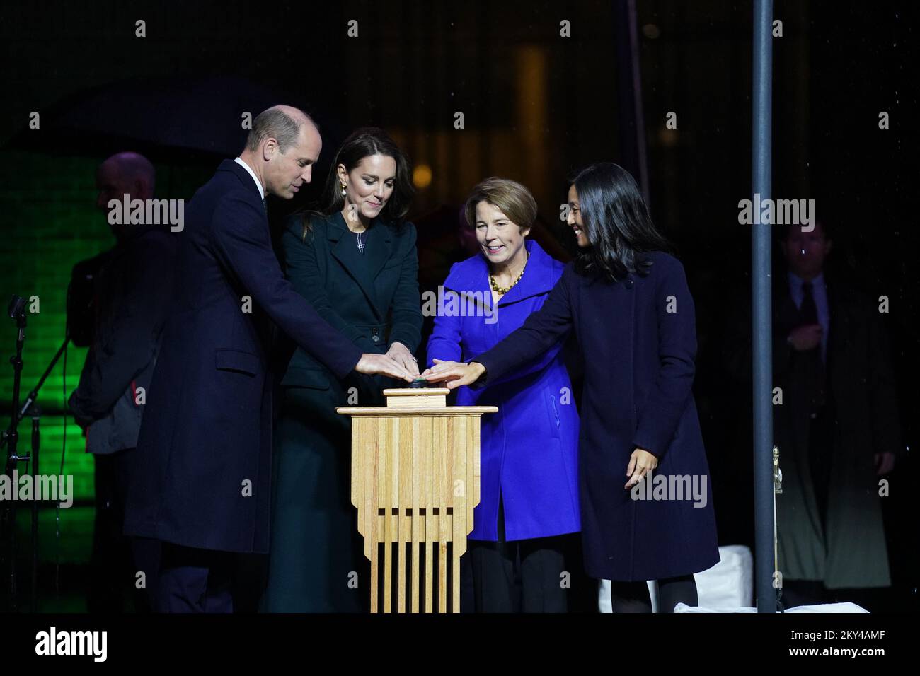 The Prince and Princess of Wales (left) join Governor Elect Maura Healy ...