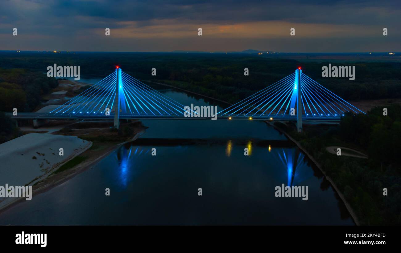 Aerial view of the bridge over the Drava River on Corridor 5c in ...
