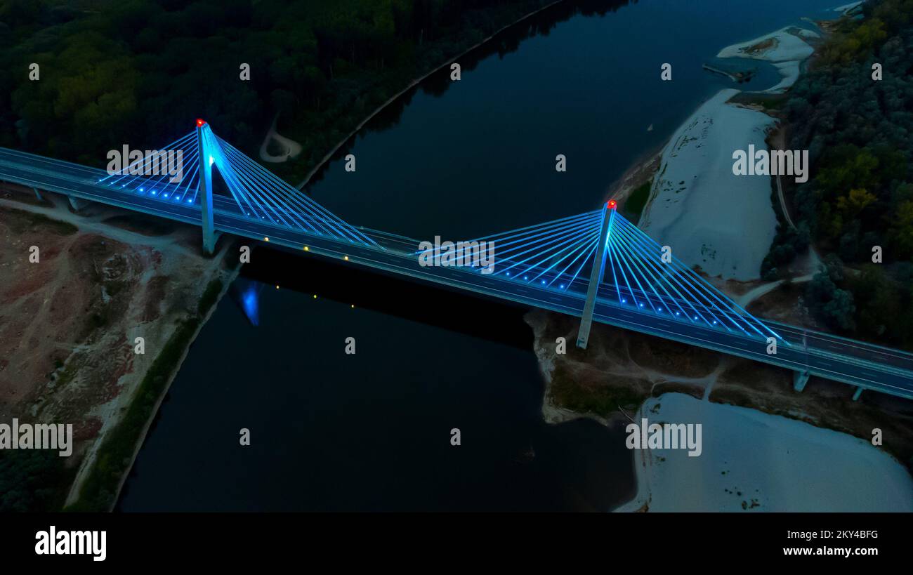Aerial view of the bridge over the Drava River on Corridor 5c in ...