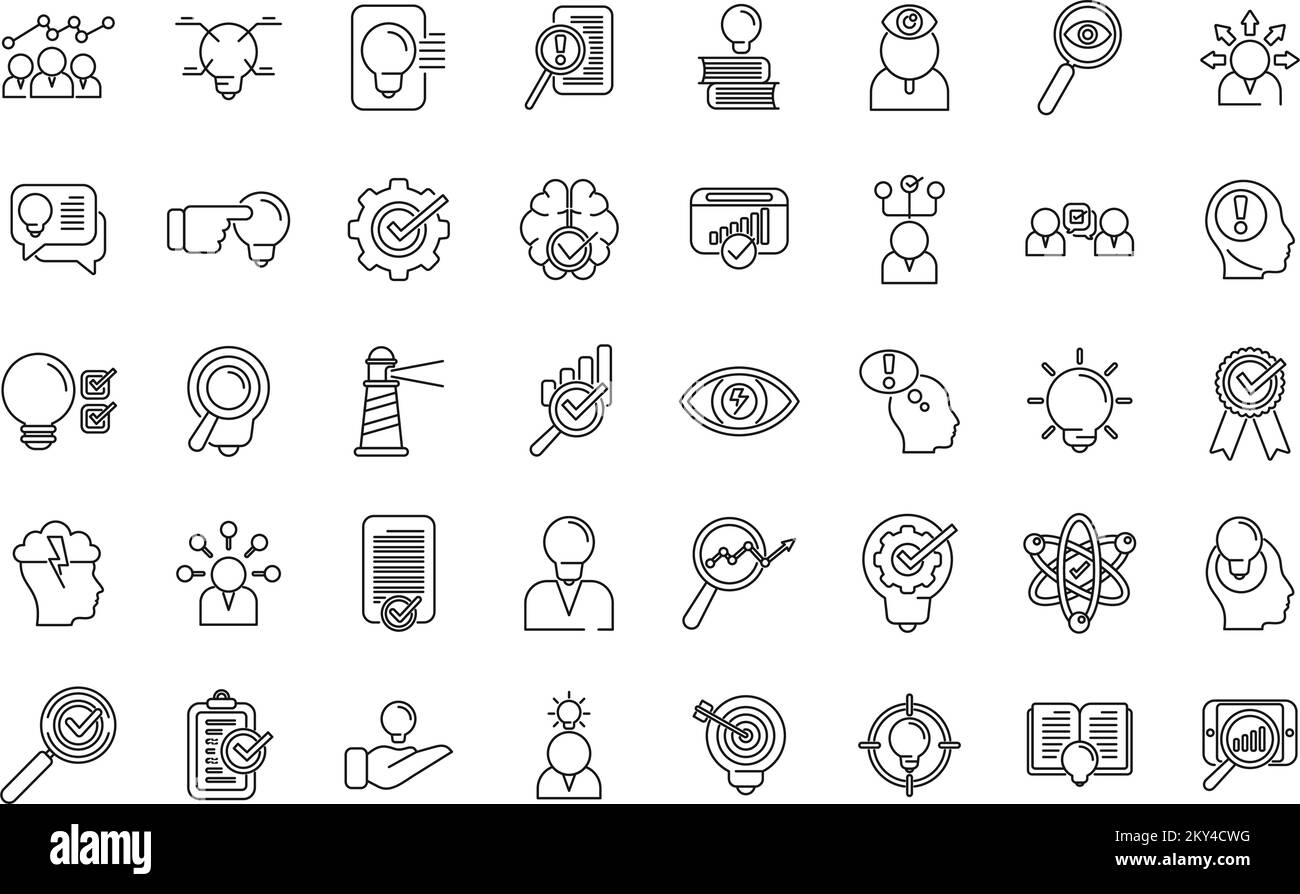 Insight icons set outline vector. Problem generation. Brainstorm mind ...