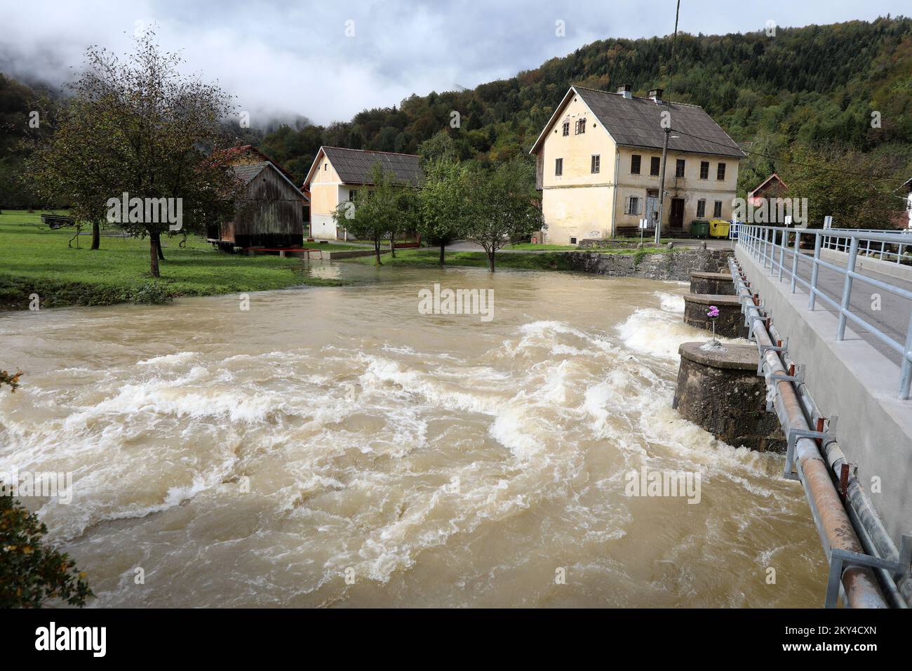 Heavy rain caused the rise of the Kupa River and its tributaries, which ...