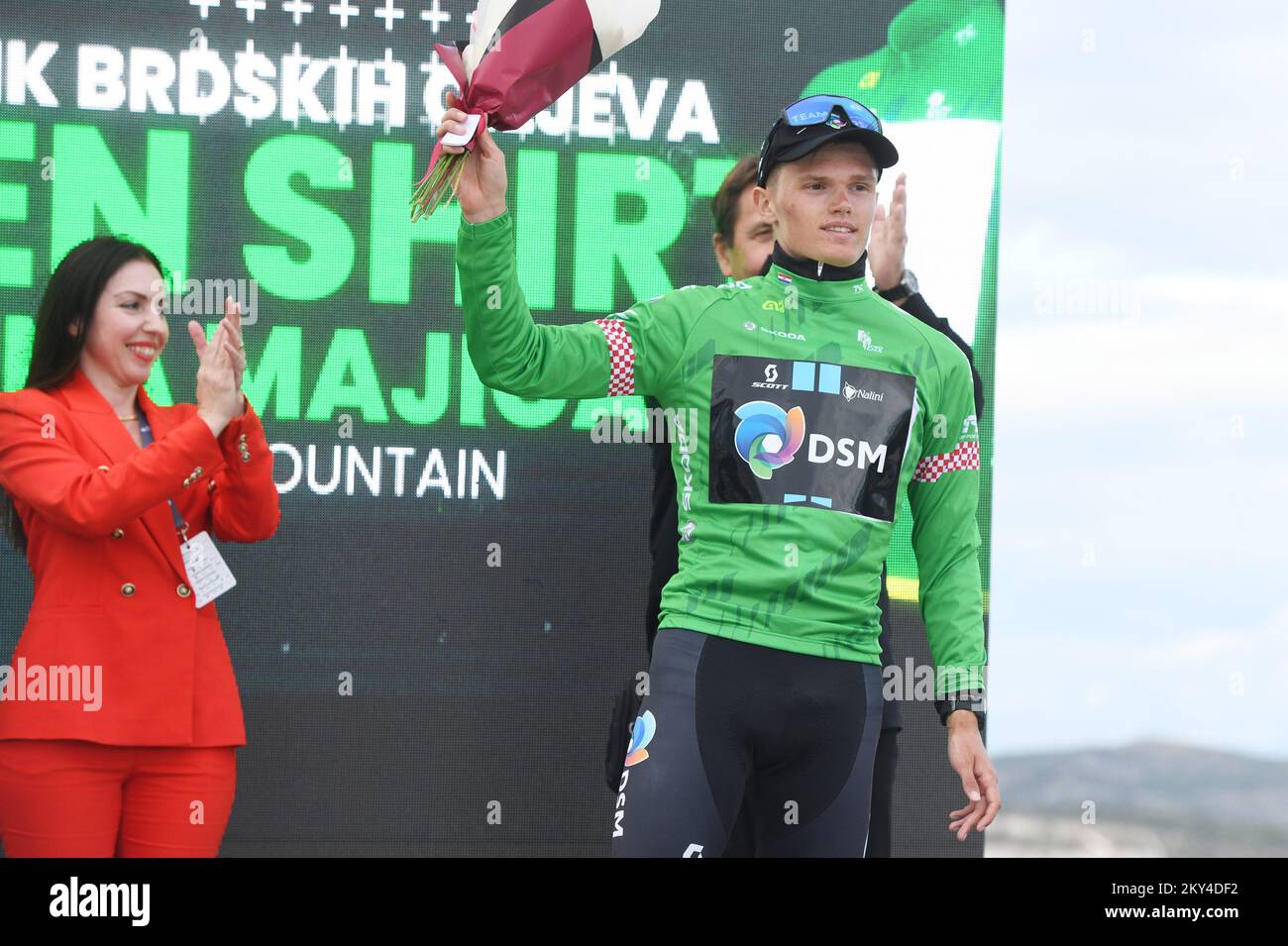 Oscar Onley celebrates after completing the third stage of the Cro Race ...