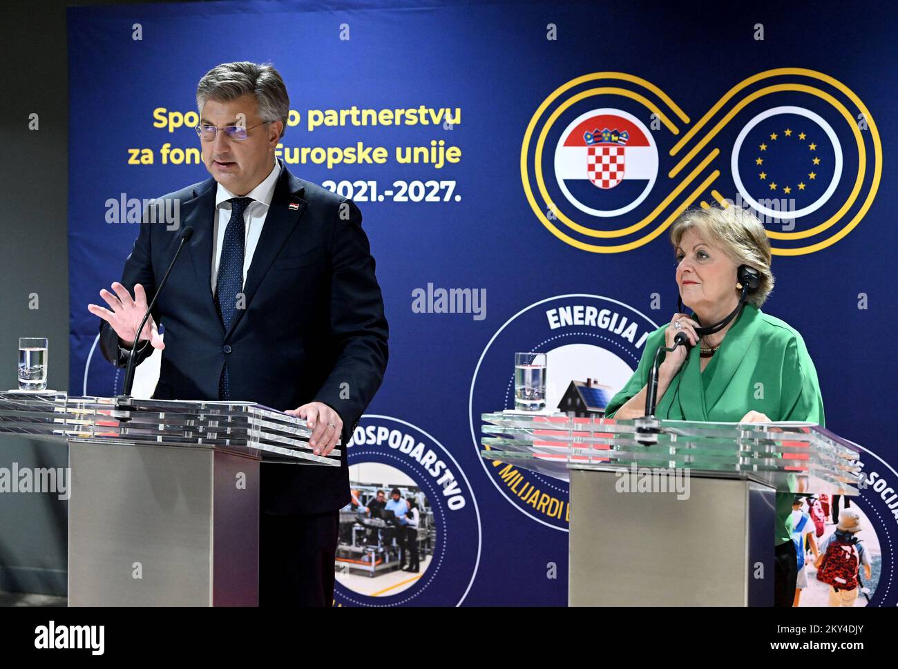 Croatian Prime Minister Andrej Plenkovic and Commissioner for Cohesion ...