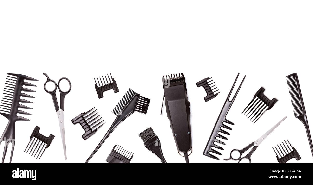Professional hair clipper with set of nozzles of different sizes ...