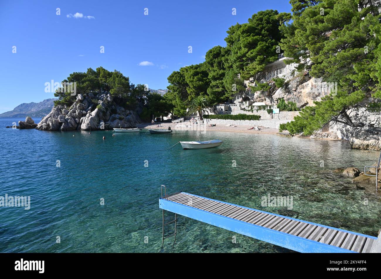 Photo taken on October 3, 2022 shows beach Podrace in Brela, Croatia. The Podrace beach is one ...