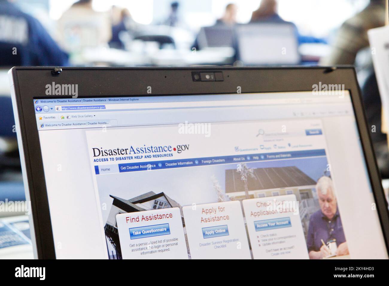 New York, N.Y., Jan. 23, 2013 A disaster survivor is registering for ...