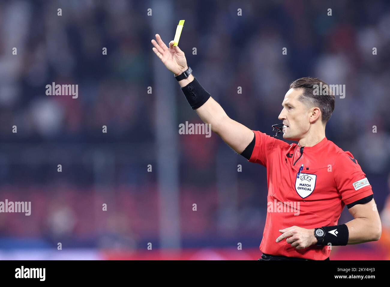 SALZBURG, AUSTRIA - OCTOBER 05: Referee Andris Treimanis of Latvia ...