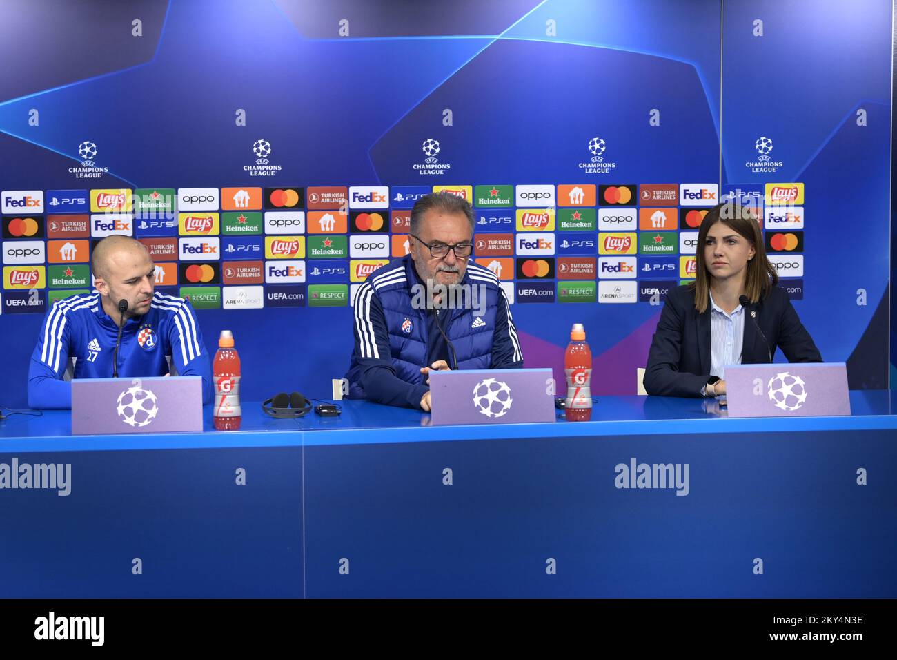 Coach Ante Cacic and football player Josip Misic during press ...