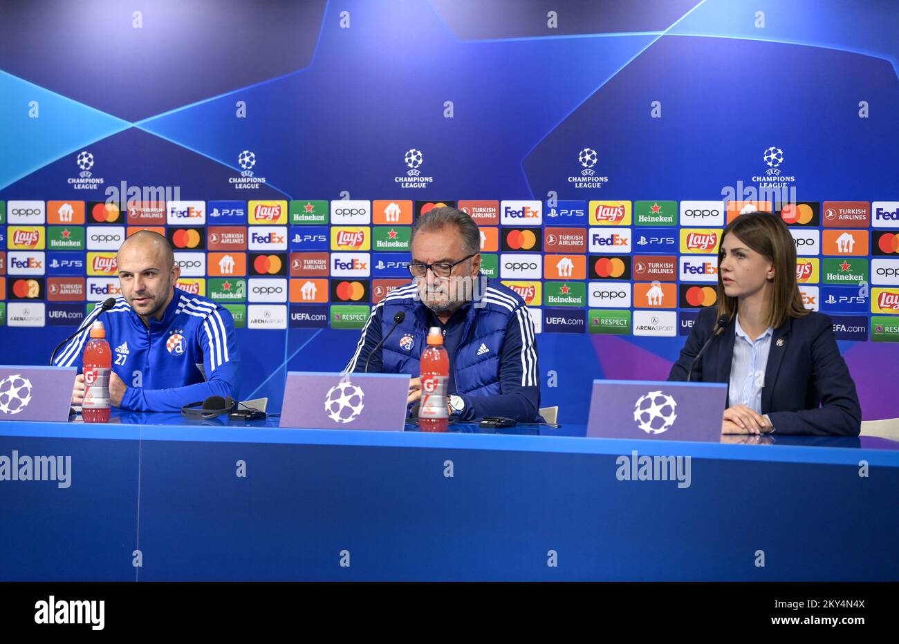 Coach Ante Cacic and football player Josip Misic during press ...