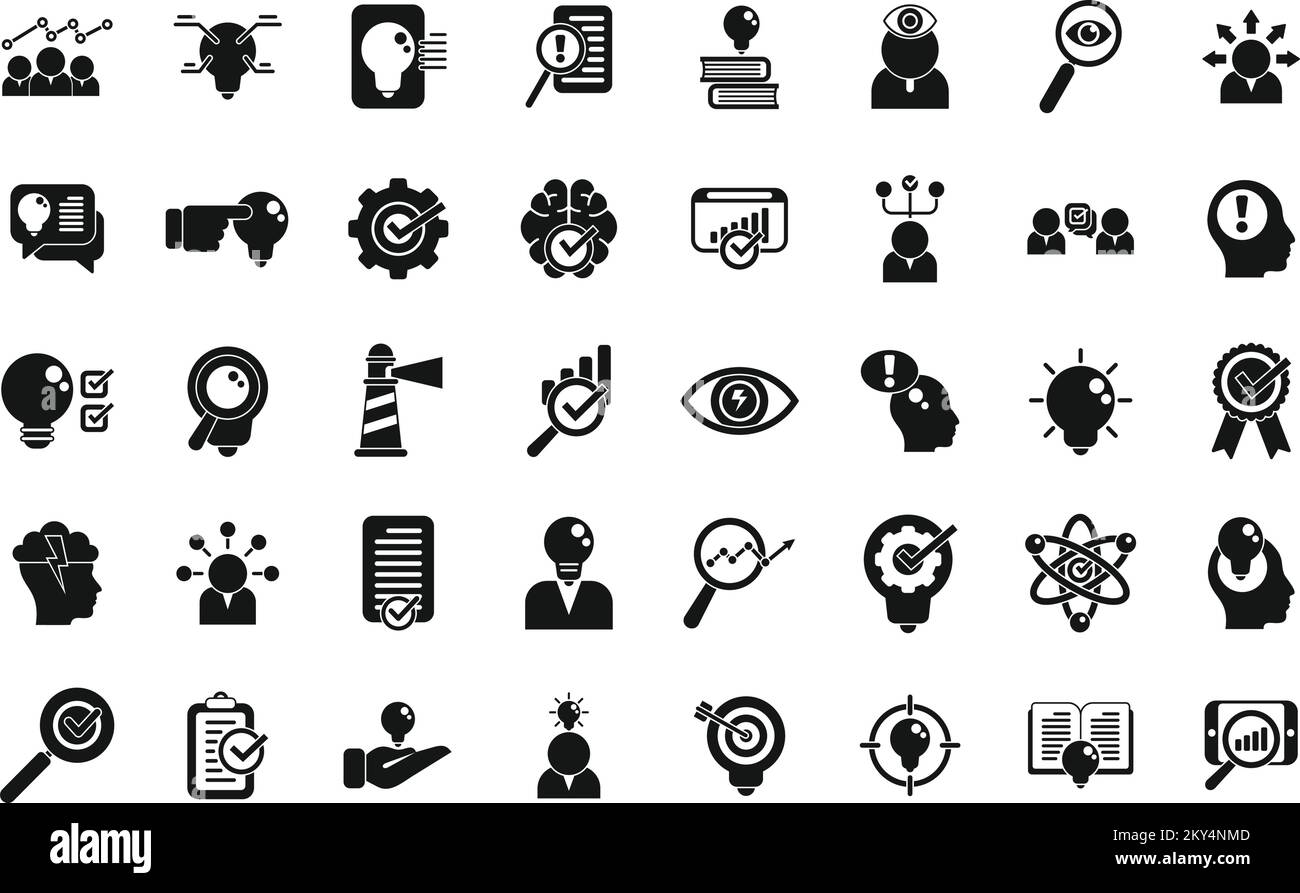 Insight icons set simple vector. Problem generation. Brainstorm mind ...