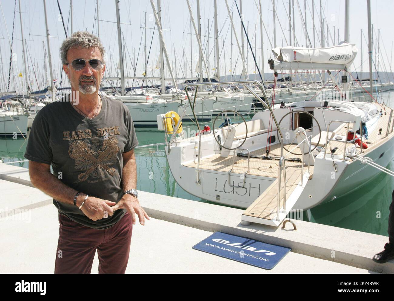 Former F1 team boss Eddie Jordan with his new boat the Elan 450 Stock ...