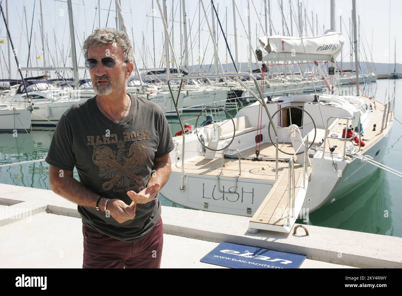 Former F1 team boss Eddie Jordan with his new boat the Elan 450 Stock ...
