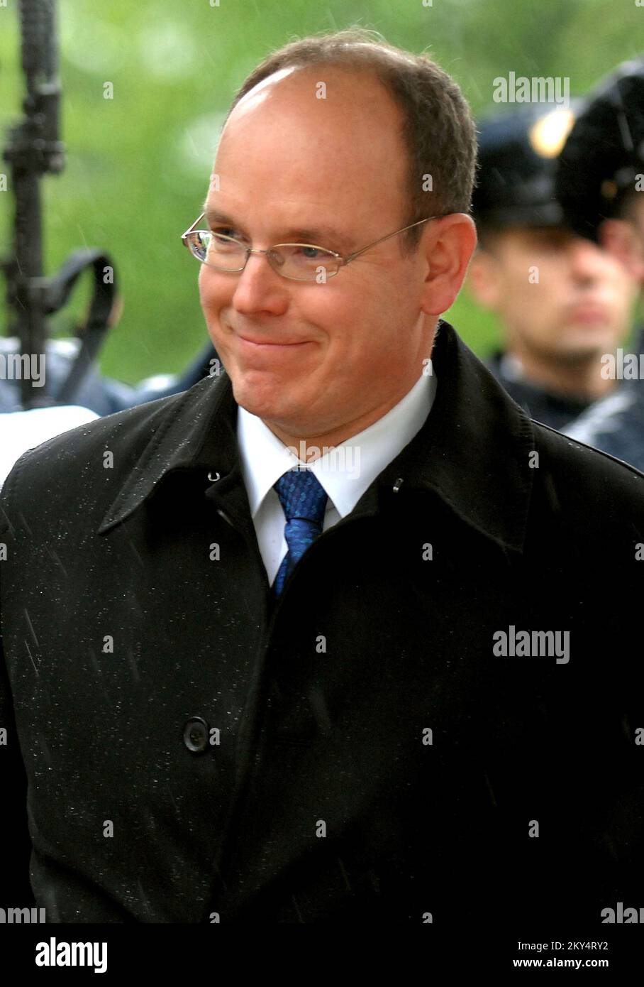 Prince Albert of Monaco and Croatian President Stjepan Mesic inspect a ...