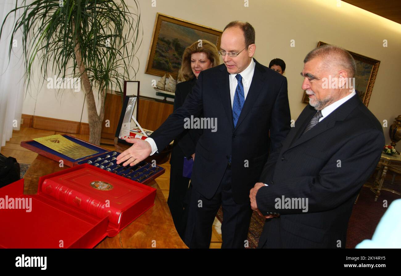 Prince Albert of Monaco and Croatian President Stjepan Mesic during ...