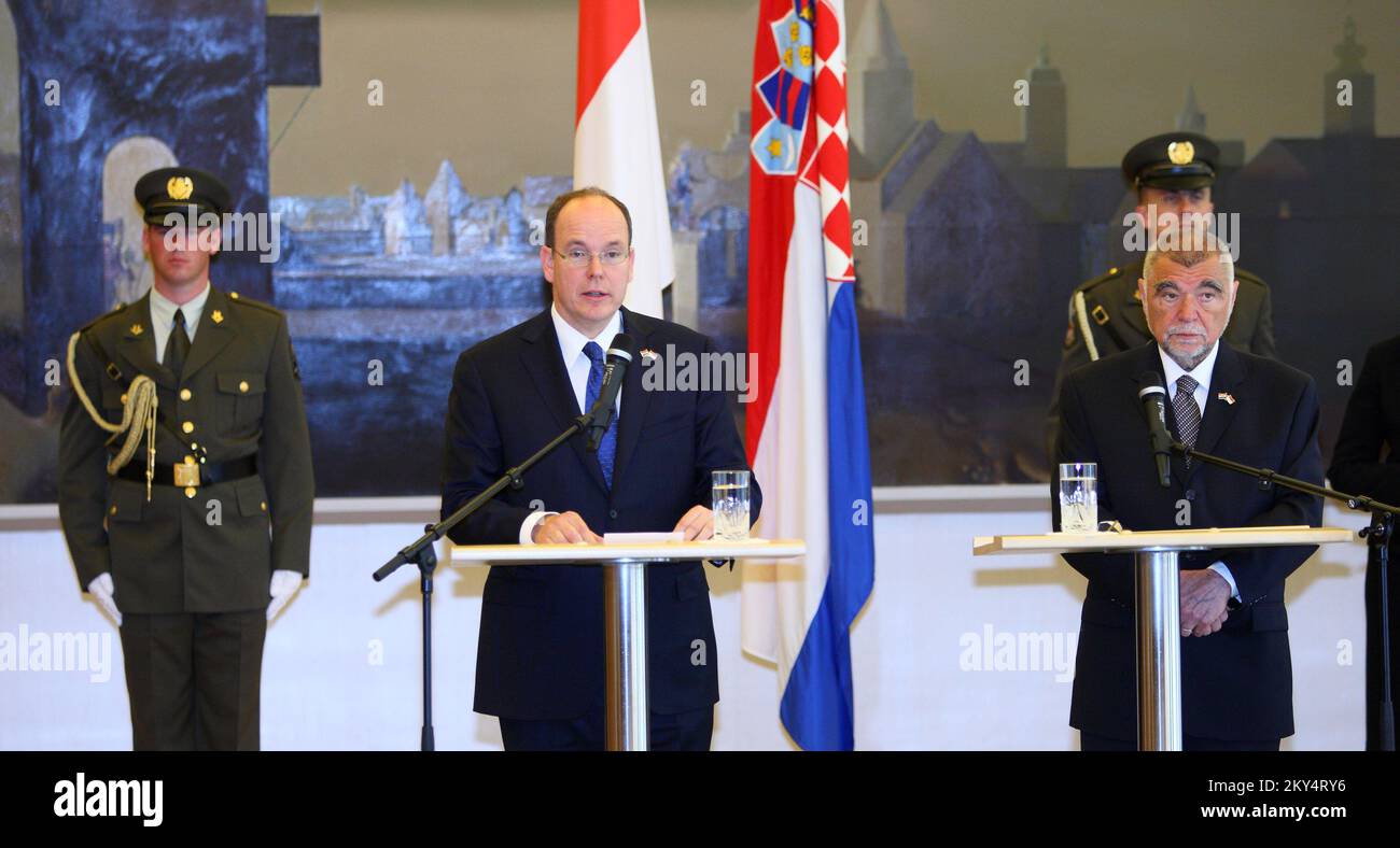 Prince Albert of Monaco and Croatian President Stjepan Mesic during ...