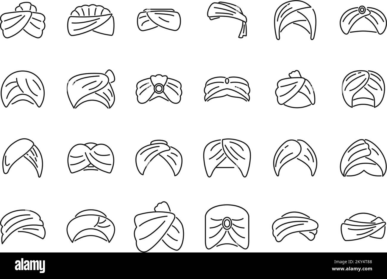 Arabic turban icons set outline vector. Arab hat. Asian farm Stock ...