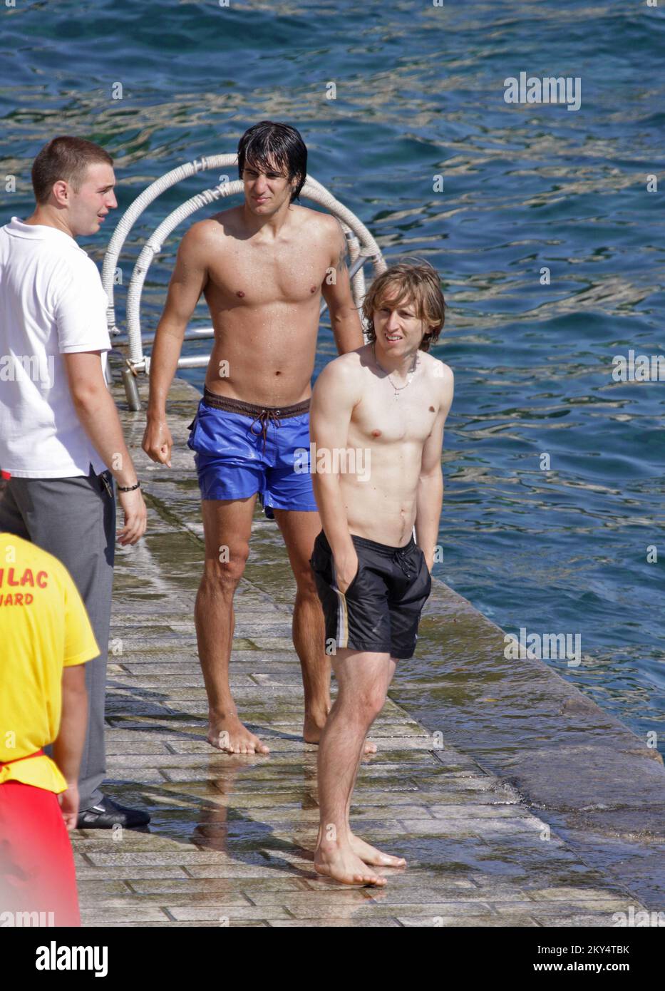 Trabzonspor's Hrvoje Cale (left) and Tottenham Hotspur's Luka Modric ...