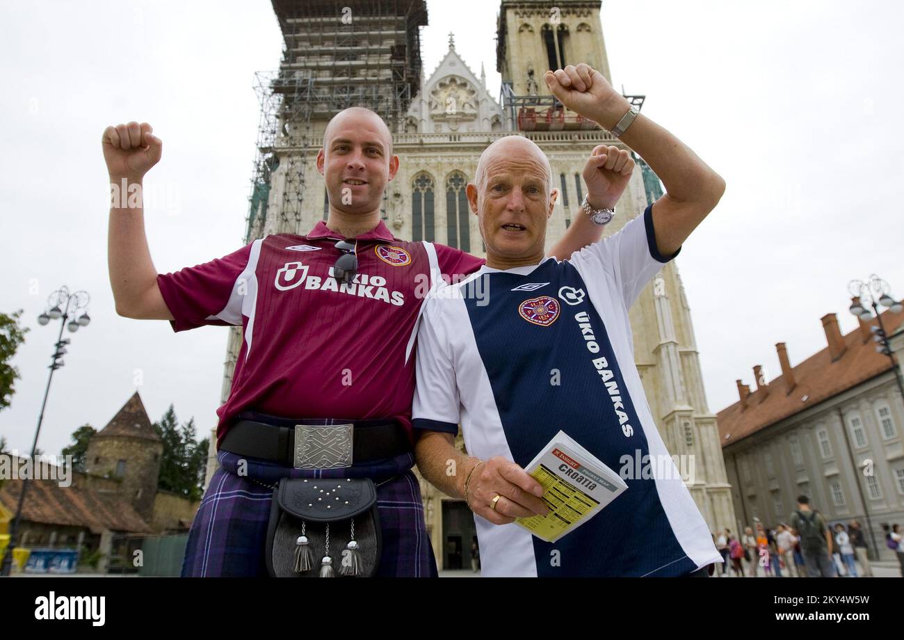 Hearts fans in Zagreb before the game Stock Photo - Alamy