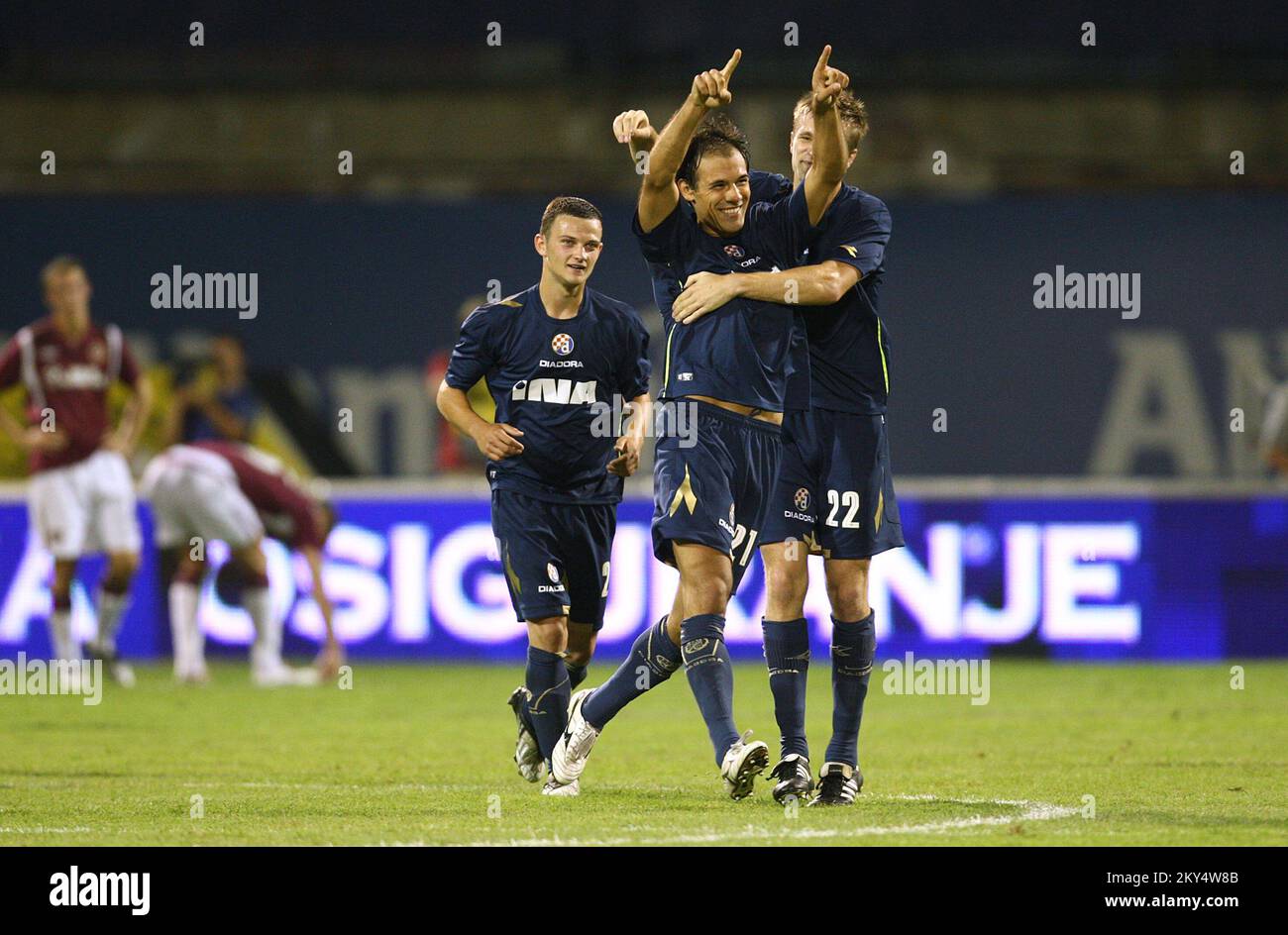 Dinamo Zagreb's Ivica Vrdoljak and Igor Biscan celebrate scoring a goal ...