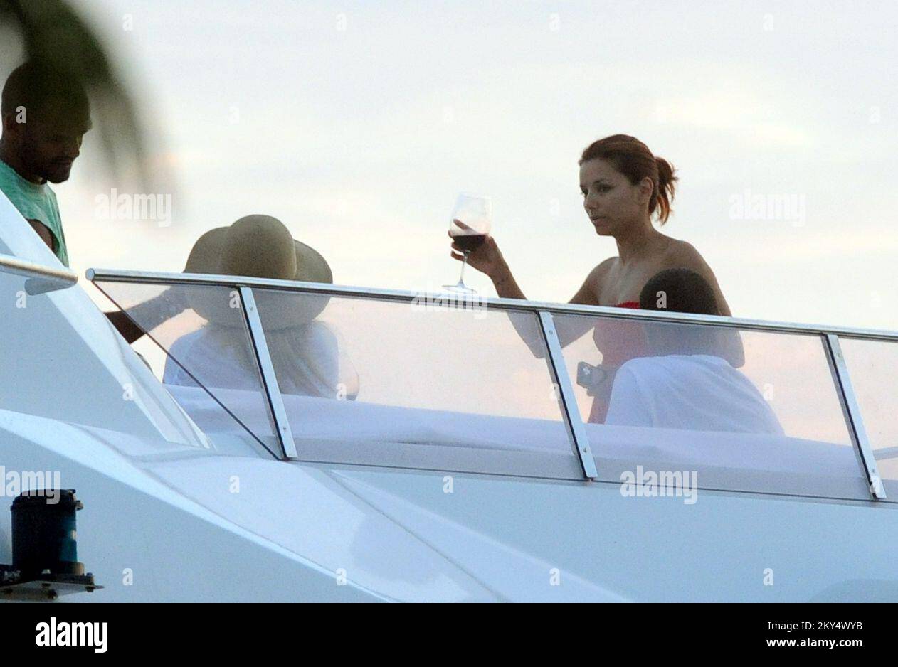 Eva Longoria Parker with her husband Tony Parker on the yacht Lady Ship ...