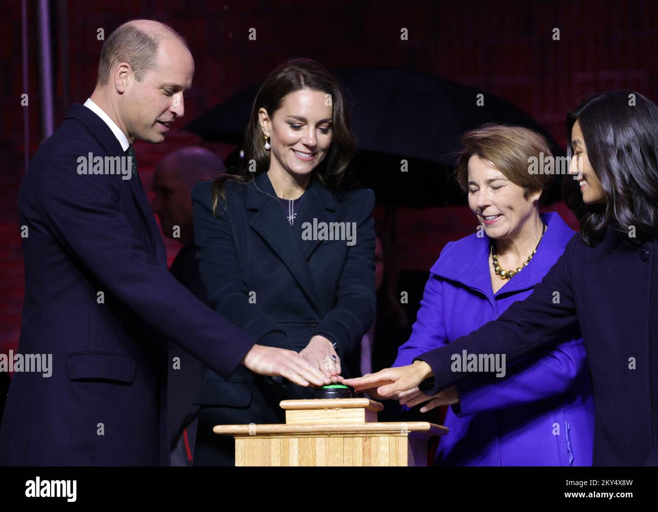 The Prince and Princess of Wales (left) join Governor Elect Maura Healy ...