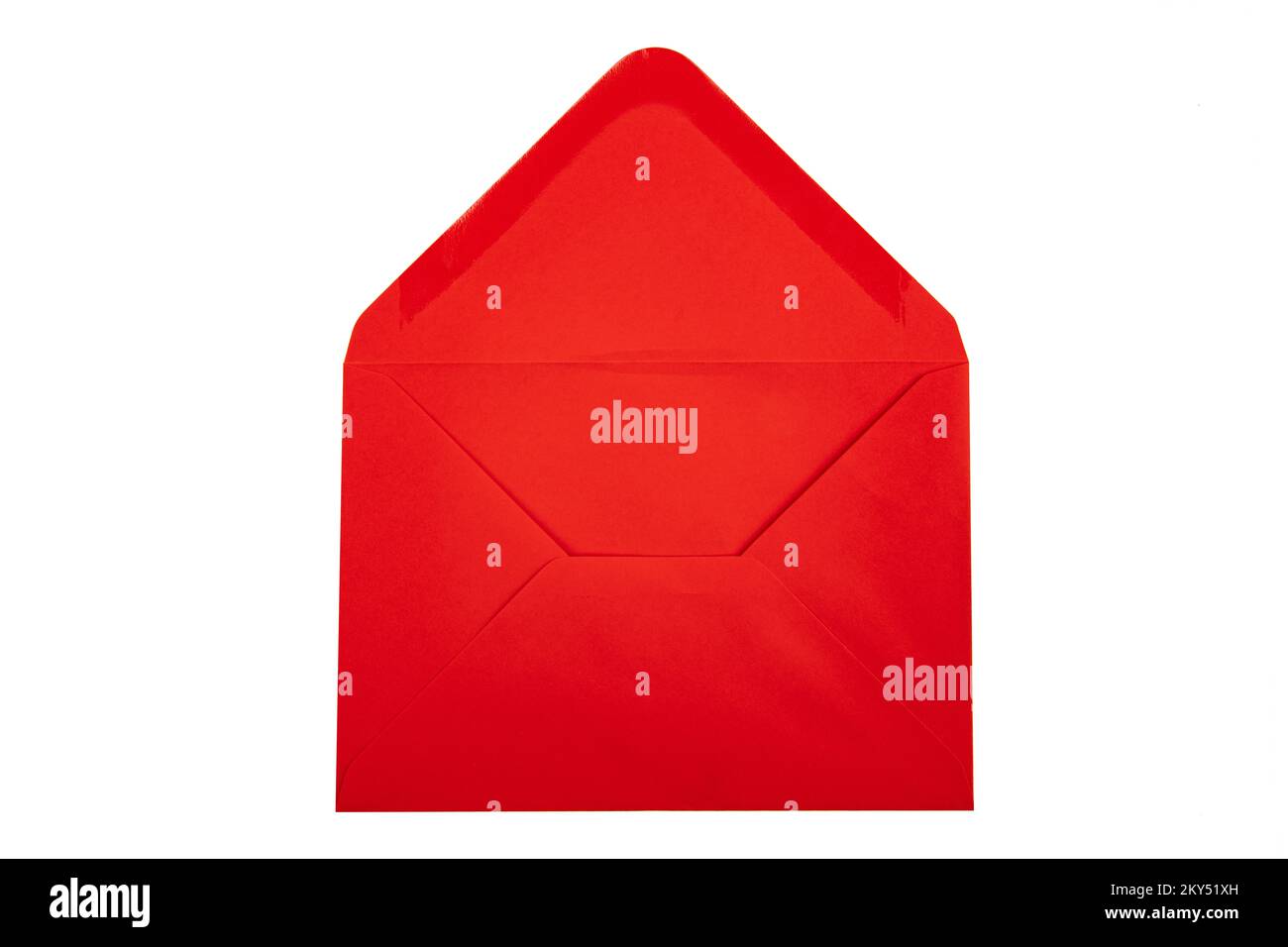 Open red envelope isolated over white background Stock Photo - Alamy