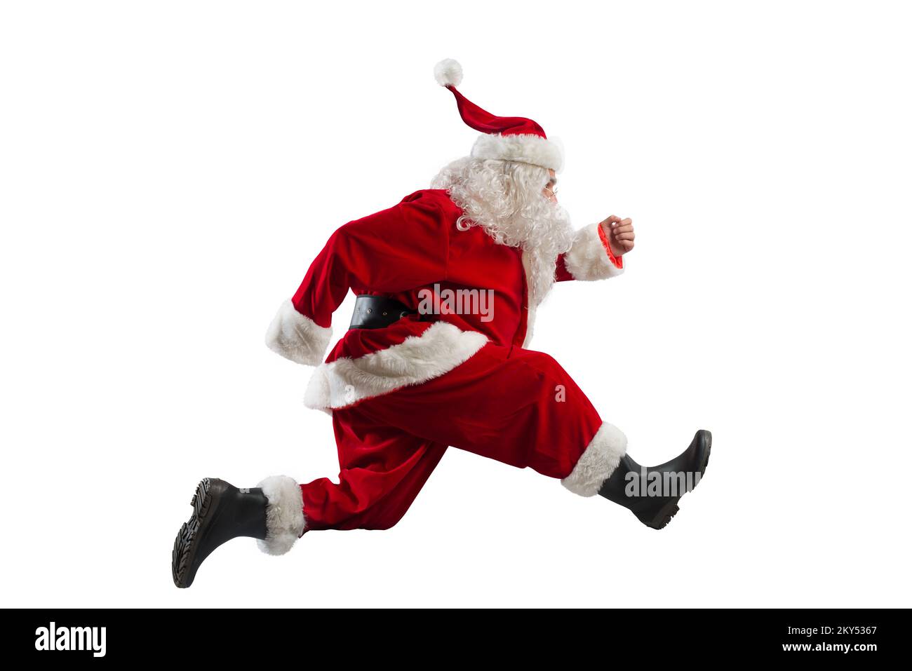Santa claus runs fast to deliver for Christmas eve Stock Photo - Alamy