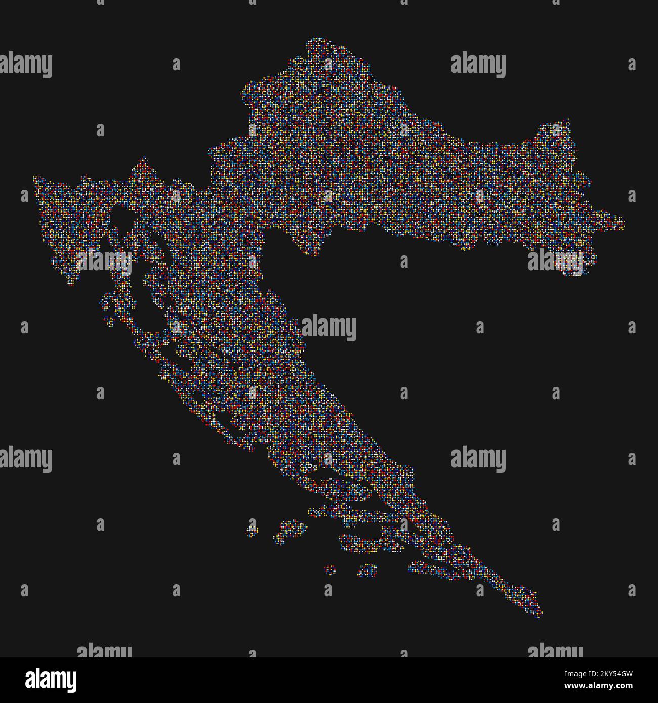 Croatia Silhouette Pixelated generative pattern illustration Stock ...