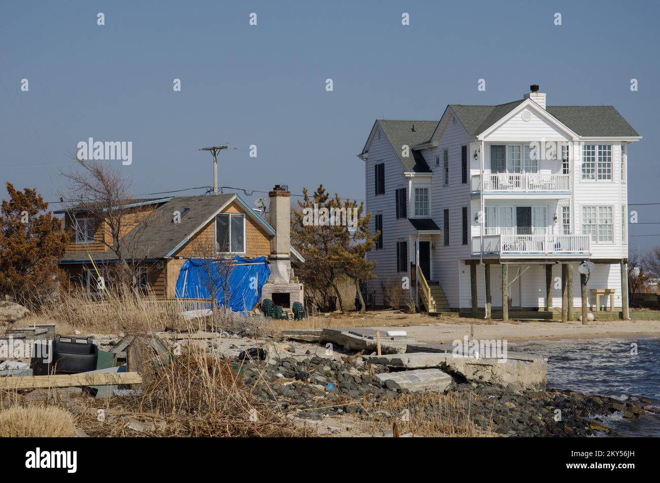 Two homes in Bayville. New Jersey Hurricane Sandy. Photographs Relating ...