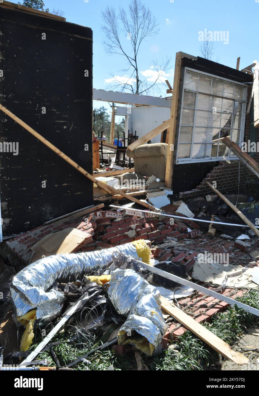 Roofs Torn Off Homes Leaving Total Distruction. Mississippi Severe ...