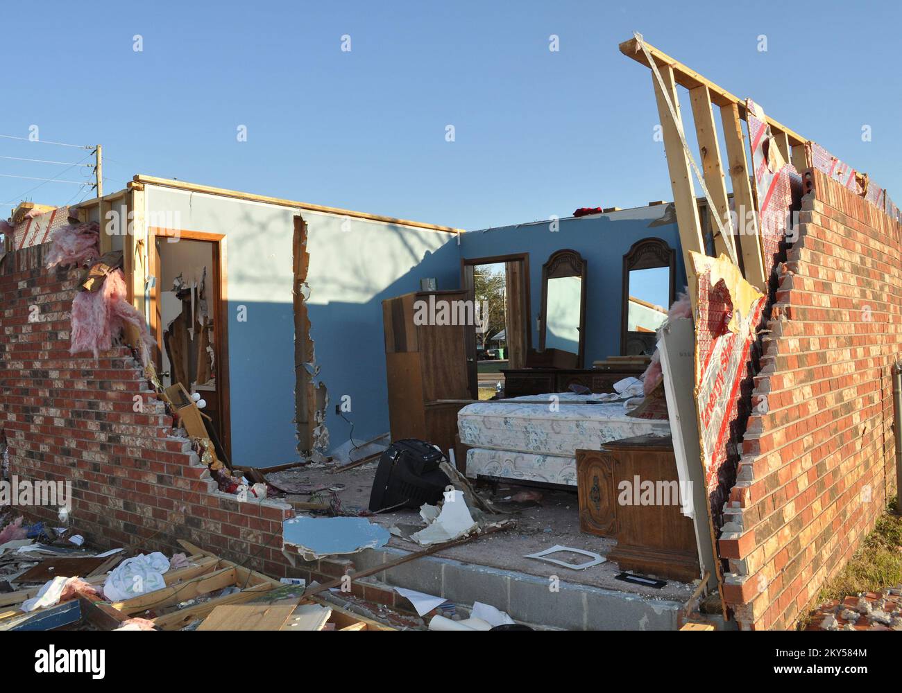 A Bedroom Exposed in a Destroyed Home. Mississippi Severe Storms ...