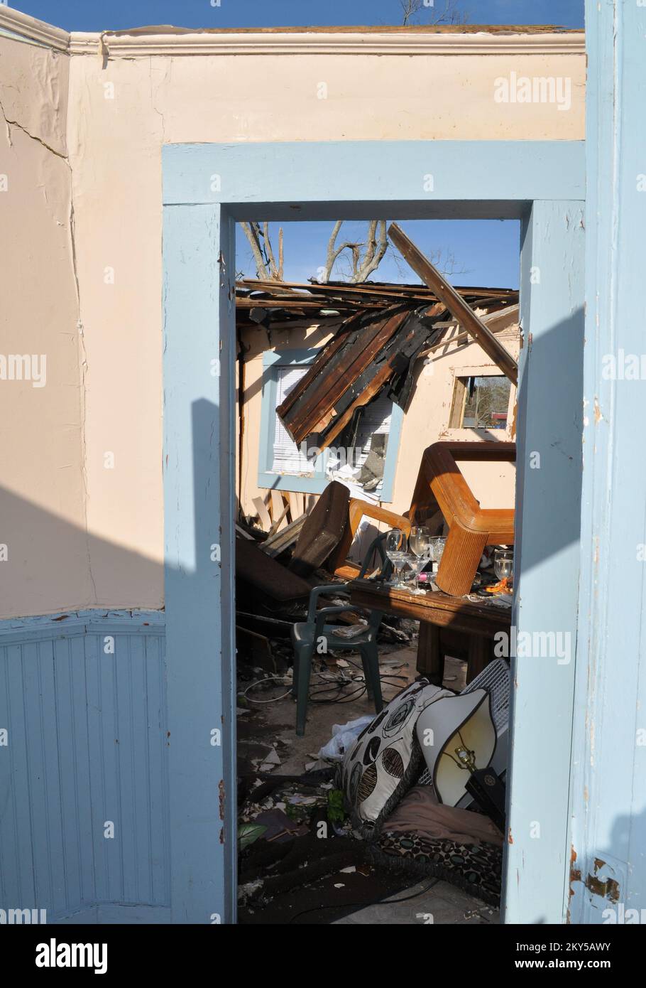 The Roof is Gone, Exposing the Home Interior to the Elements ...