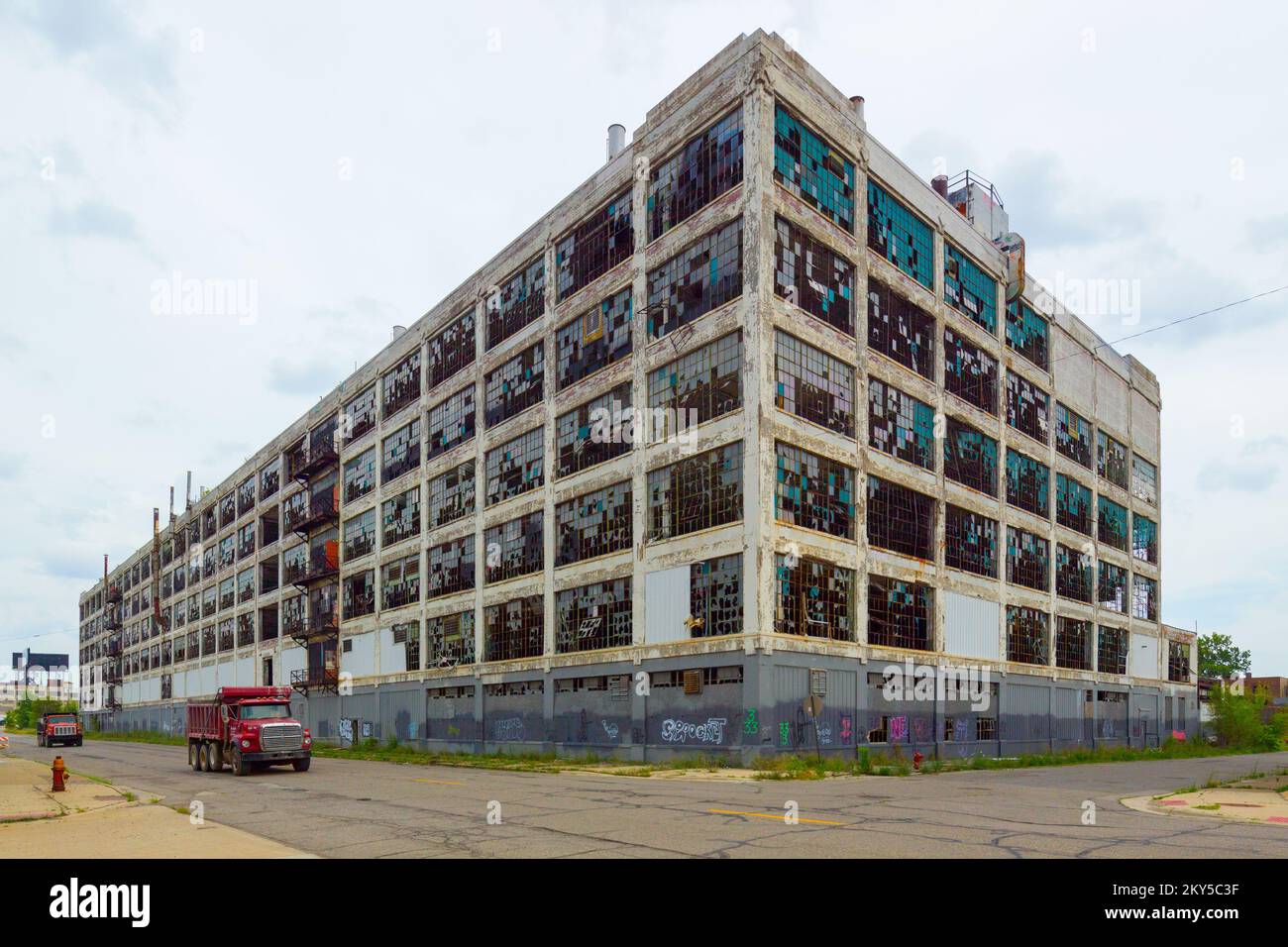 The abandoned Fisher Body Plant # 21 in Detroit, Michigan, is situated ...