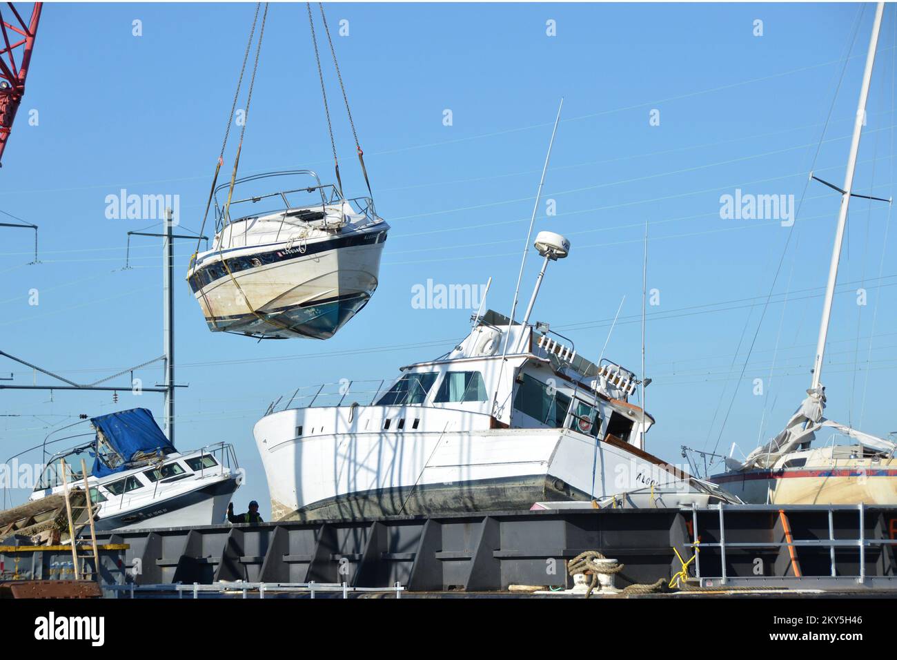 Barge Is Loaded With Another Boat. New Jersey Hurricane Sandy ...